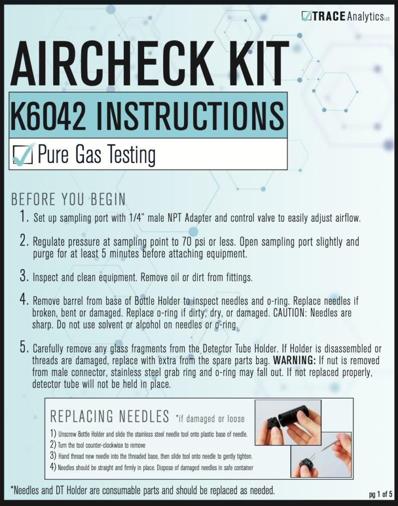 Instrucciones de muestreo K6042 - Trace Analytics, the AirCheck Lab