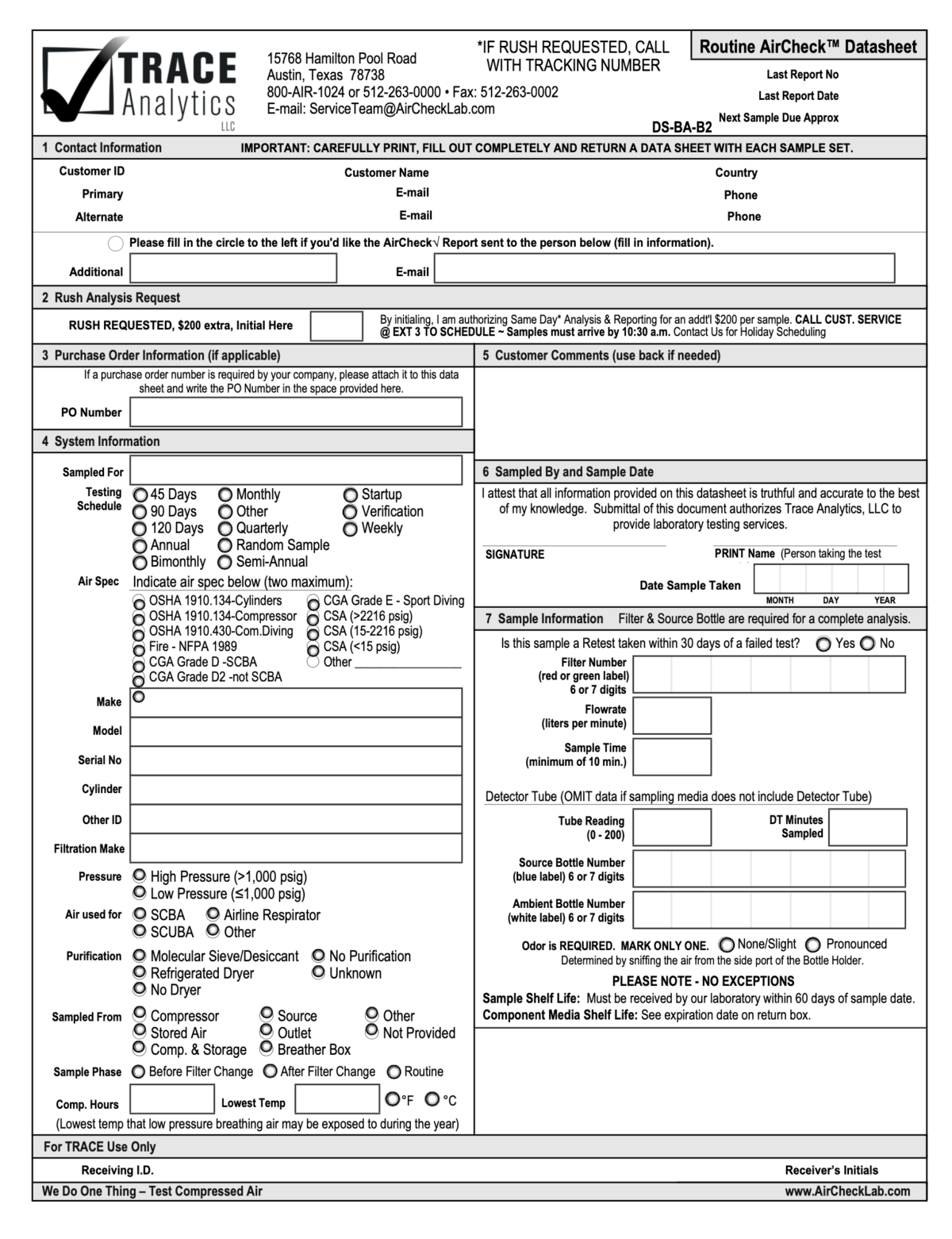 Data Sheets - Trace Analytics, the AirCheck Lab
