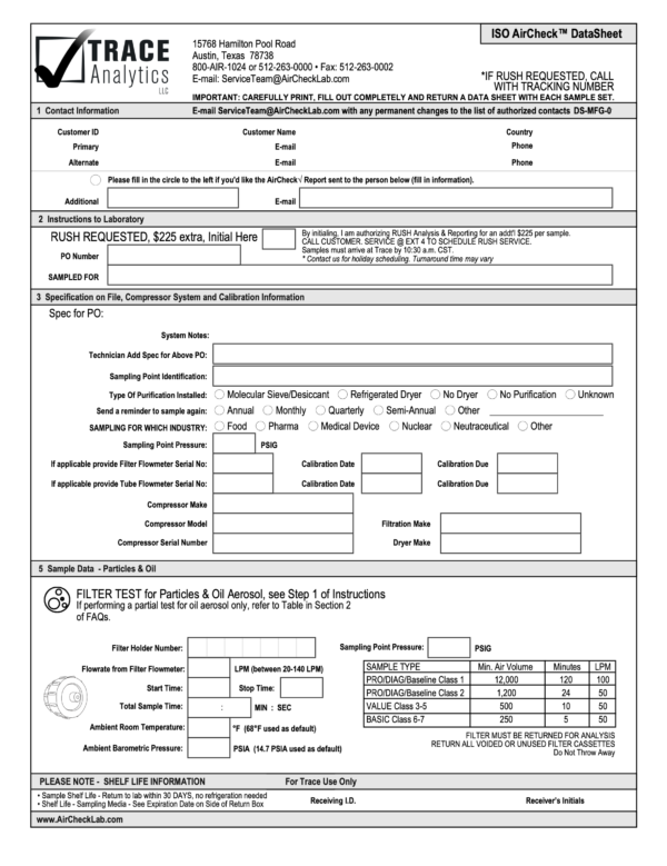 Data Sheets - Trace Analytics, the AirCheck Lab